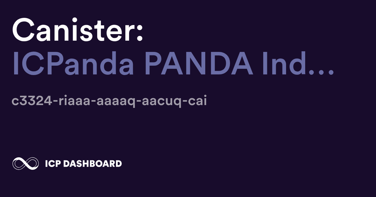 Canister: ICPanda Index - ICP Dashboard