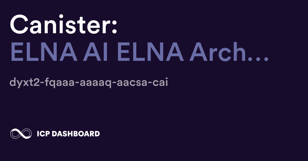 Canister: ELNA AI Archive - ICP Dashboard