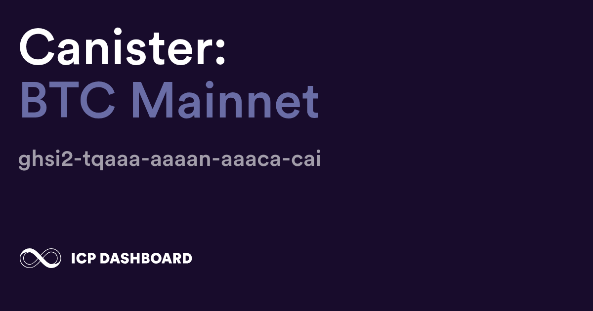 Canister: BTC Mainnet - ICP Dashboard