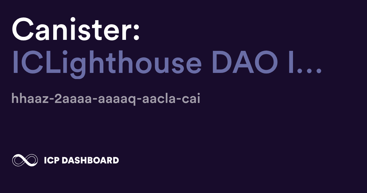 Canister: ICLighthouse DAO Ledger - ICP Dashboard