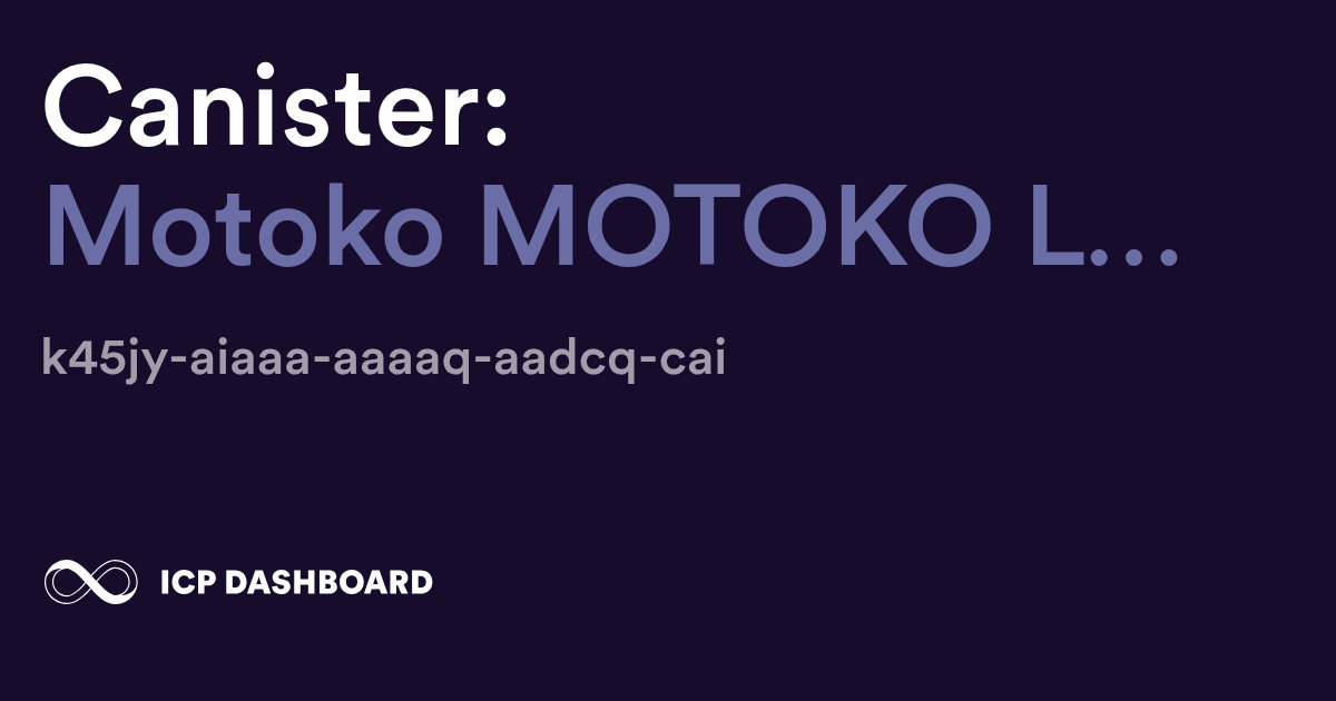 Canister: Motoko Ledger - ICP Dashboard