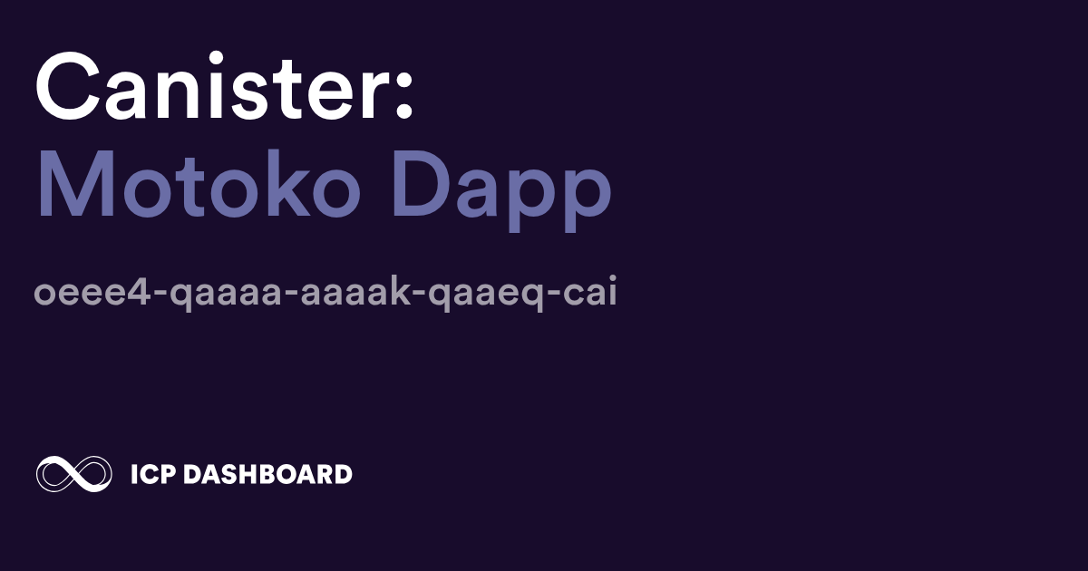 Canister: Motoko Dapp - ICP Dashboard