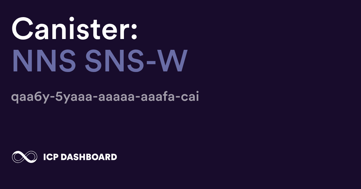Canister: NNS SNS-W - ICP Dashboard