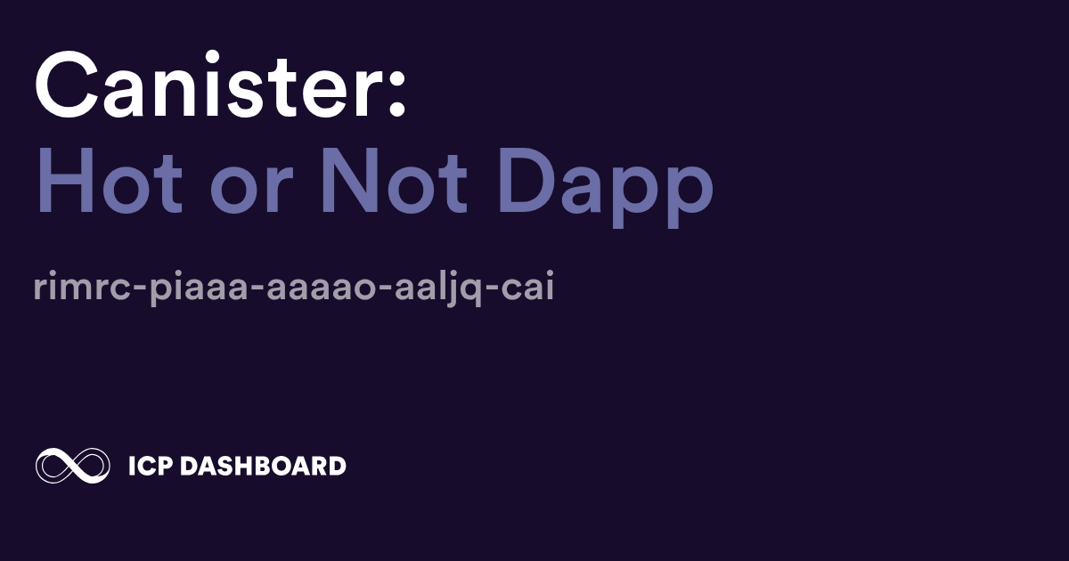 Canister: Hot or Not Dapp - ICP Dashboard