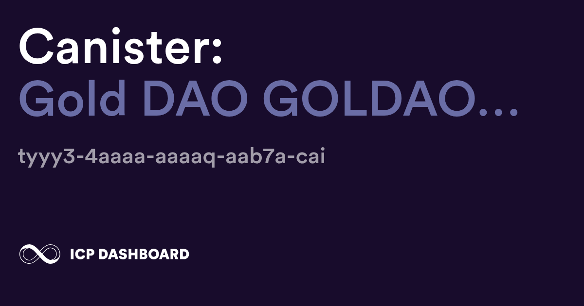 Canister: Gold DAO GOLDAO Ledger - ICP Dashboard
