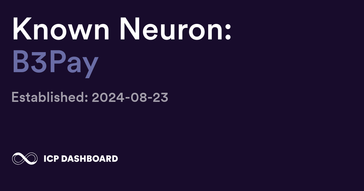 Neuron: B3Pay - ICP Dashboard