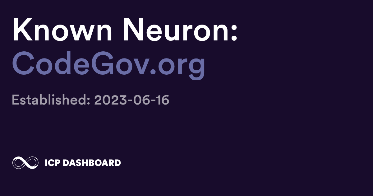 Neuron: CodeGov - ICP Dashboard