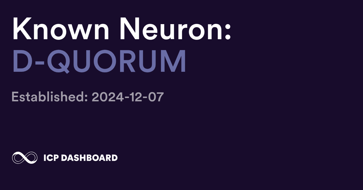 Neuron: D-QUORUM - ICP Dashboard