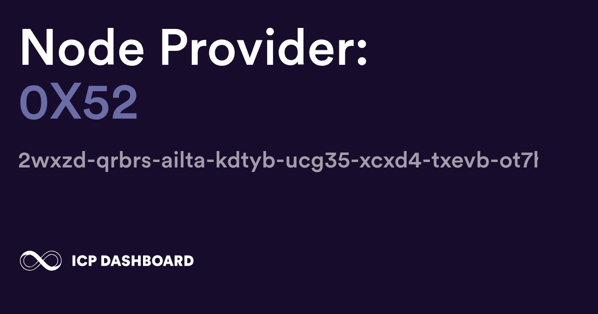Node Provider: 0X52 - ICP Dashboard