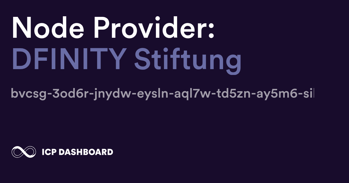 Node Provider: DFINITY Stiftung - ICP Dashboard