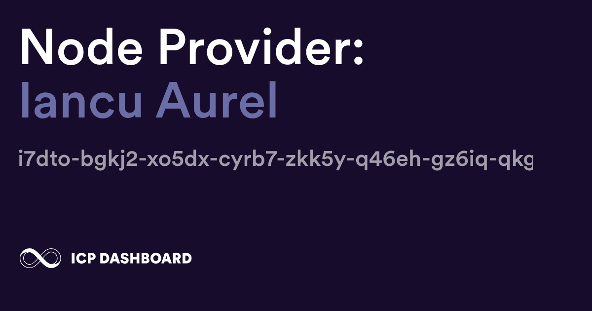Node Provider: Iancu Aurel - ICP Dashboard