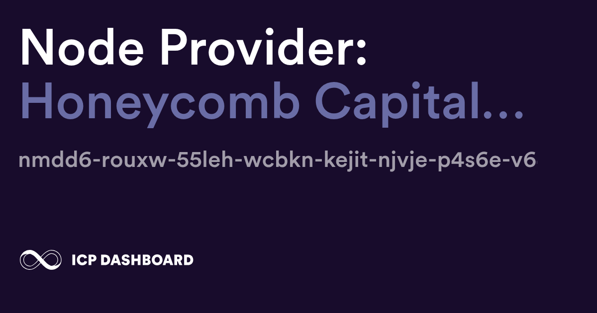 Node Provider: Honeycomb Capital (Pty) Ltd - ICP Dashboard