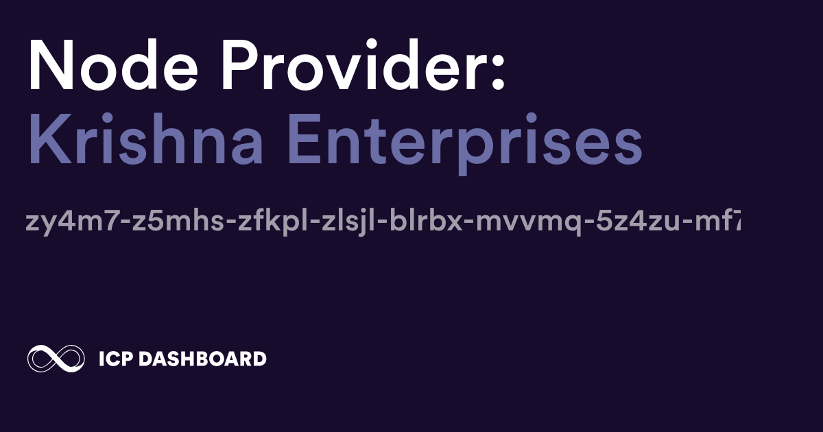 Node Provider: Krishna Enterprises - ICP Dashboard