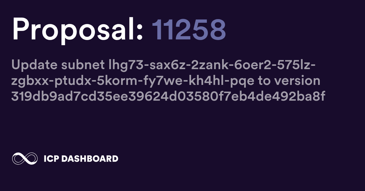Proposal: 11258 - ICP Dashboard