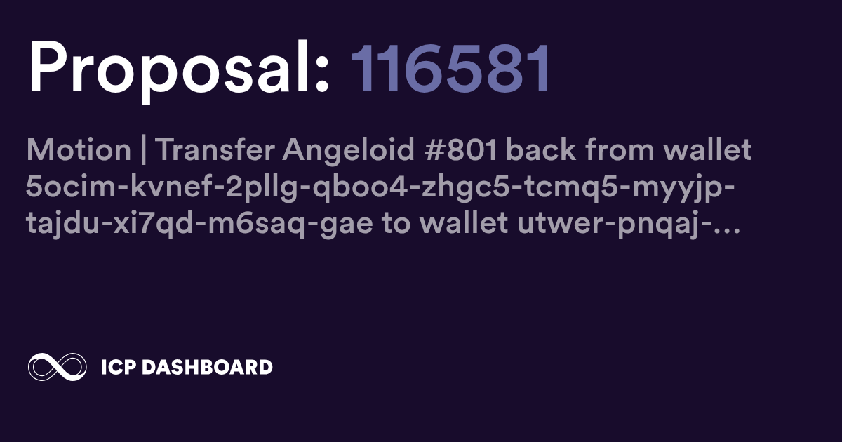 Proposal: 116581 - ICP Dashboard
