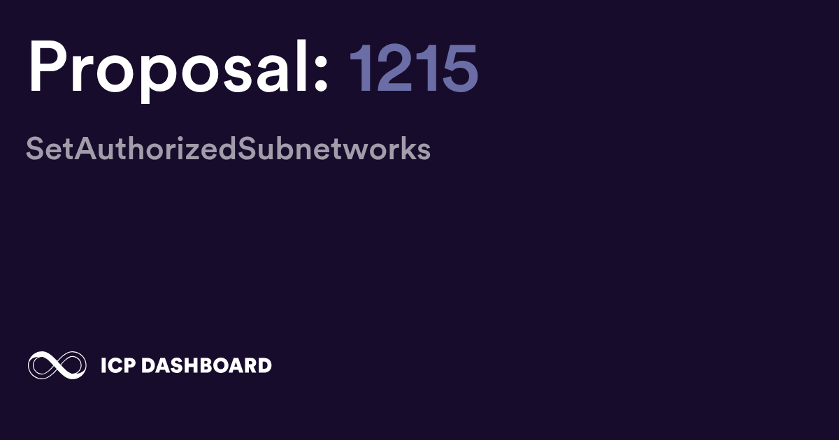 Proposal: 1215 - ICP Dashboard