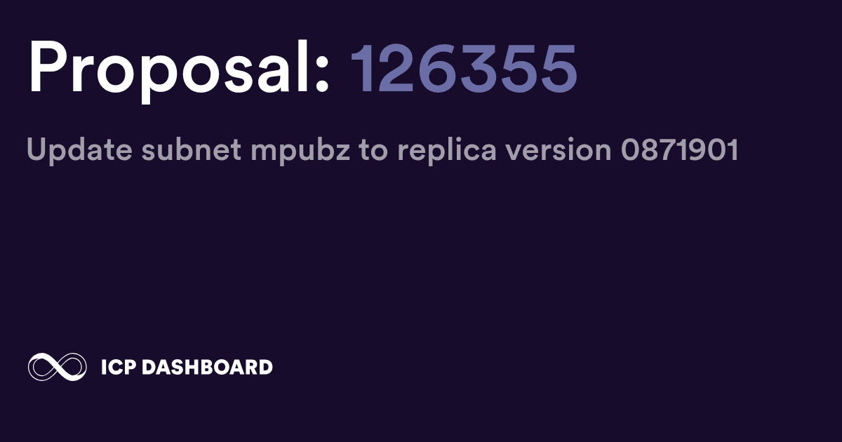 Proposal: 126355 - ICP Dashboard
