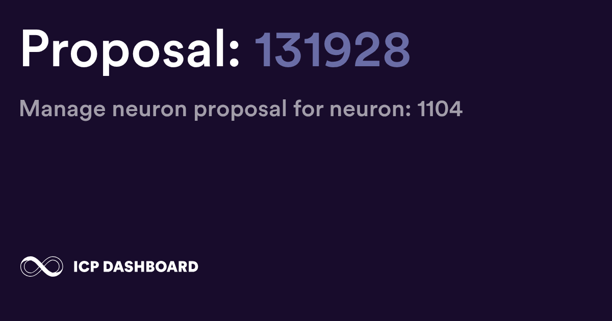 Proposal: 131928 - ICP Dashboard