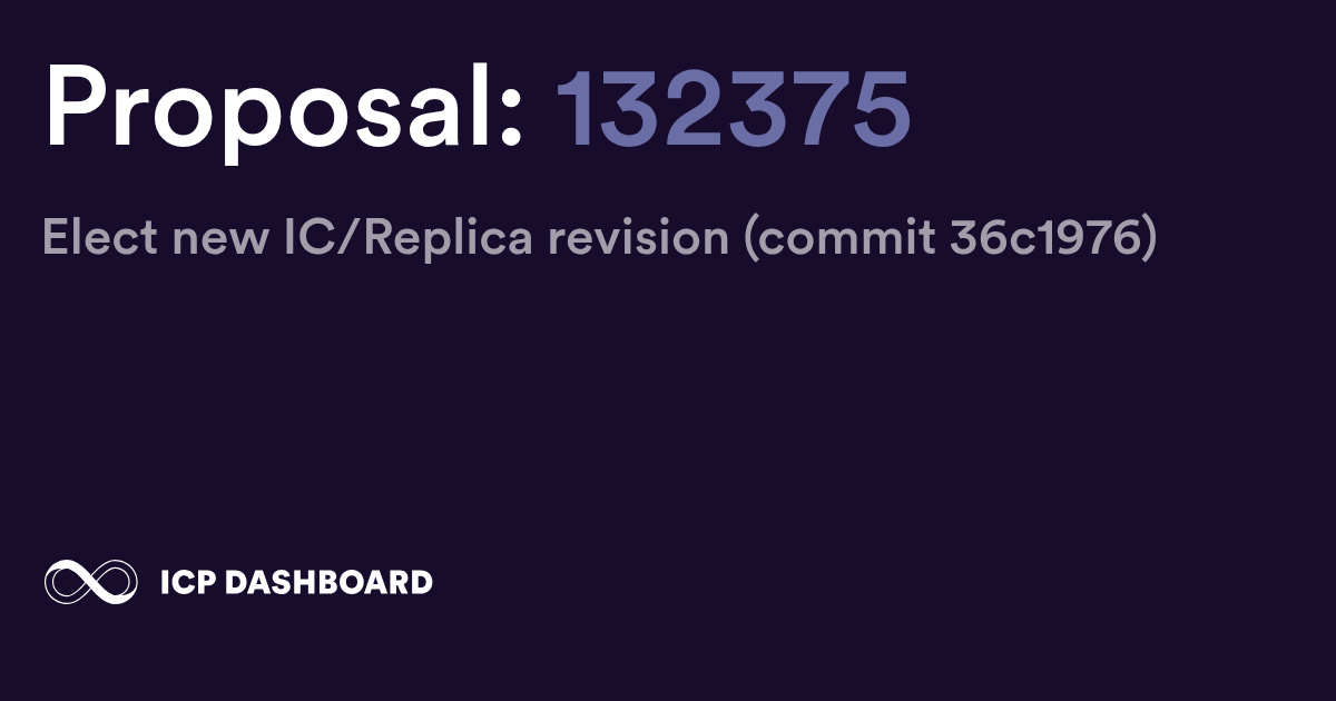 Proposal: 132375 - ICP Dashboard