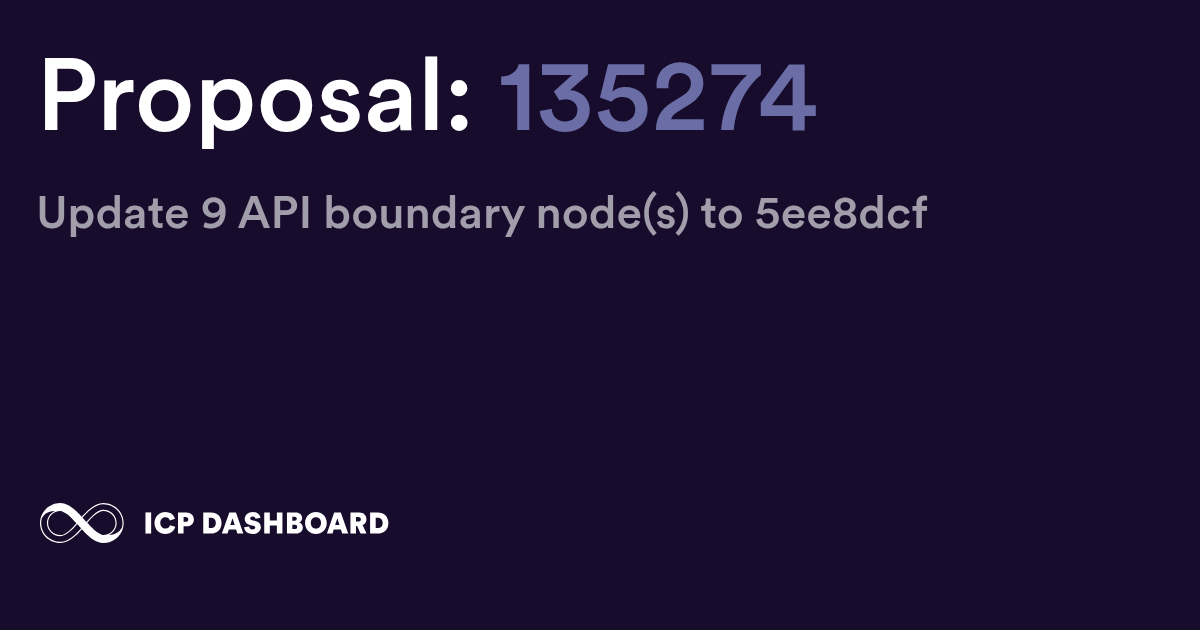 Proposal: 135274 - ICP Dashboard