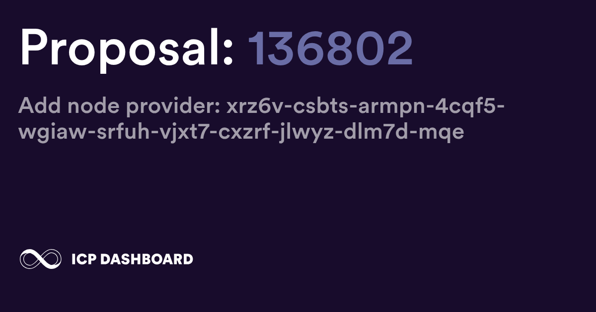 Proposal: 136802 - ICP Dashboard