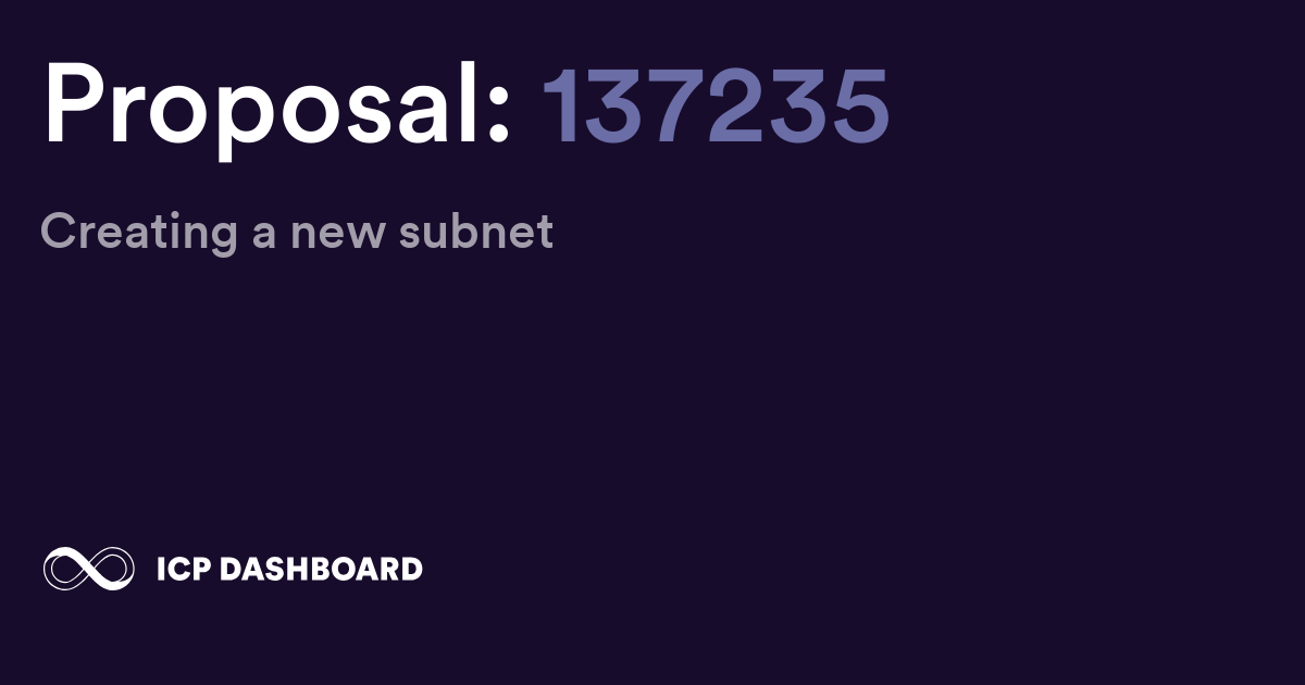 Proposal: 137235 - ICP Dashboard