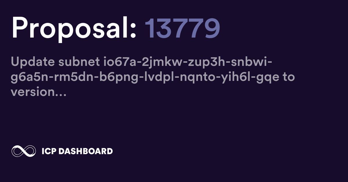 Proposal: 13779 - ICP Dashboard