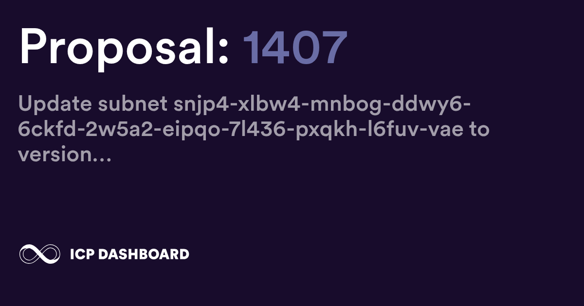 Proposal: 1407 - ICP Dashboard