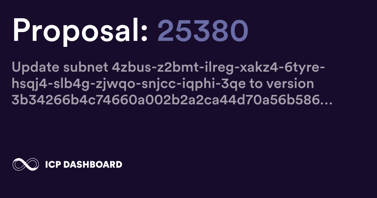 Proposal: 25380 - ICP Dashboard