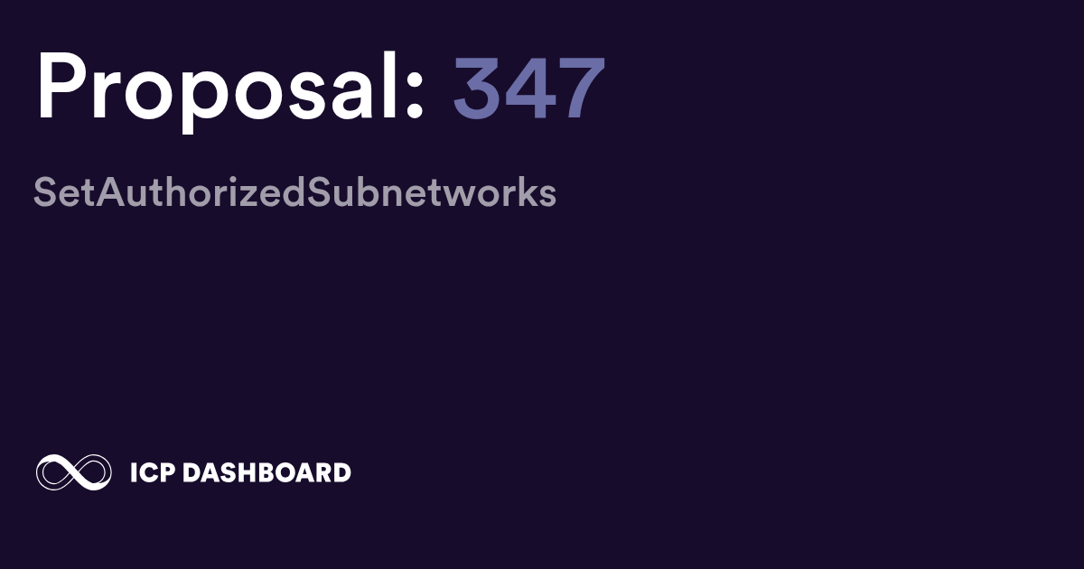 Proposal: 347 - ICP Dashboard