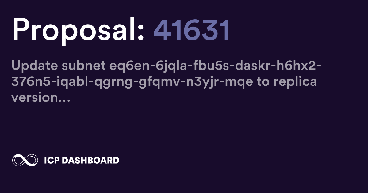 Proposal: 41631 - ICP Dashboard