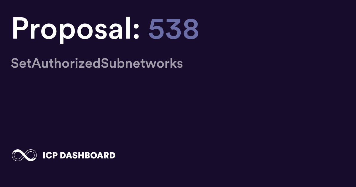 Proposal: 538 - ICP Dashboard