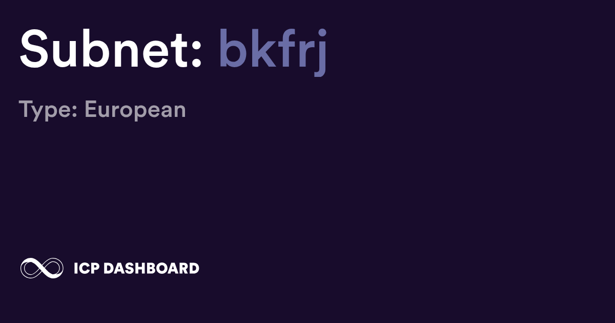 Subnet: bkfrj-6k62g-dycql-7h53p-atvkj-zg4to-gaogh-netha-ptybj-ntsgw-rqe - ICP Dashboard